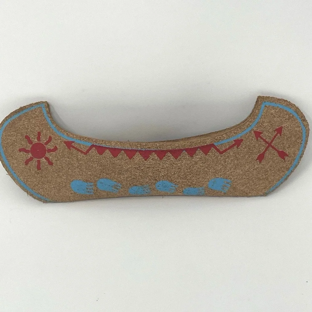 Art | Vtg Native American Style Leather Toy Canoe Souvenir 8 Camp Decor ...